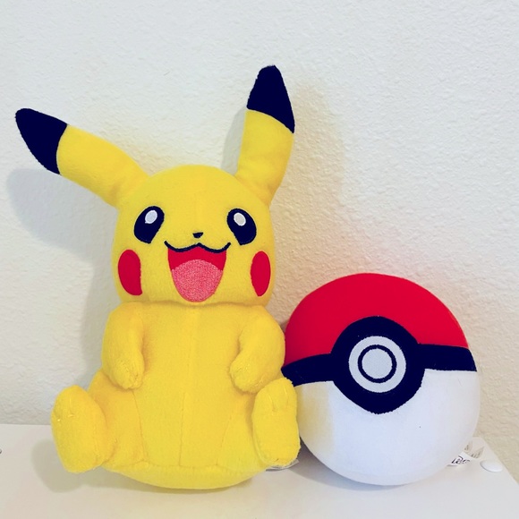 Toys | Pokmon Pikachu And Ball Plush Stuffed Animals | Poshmark